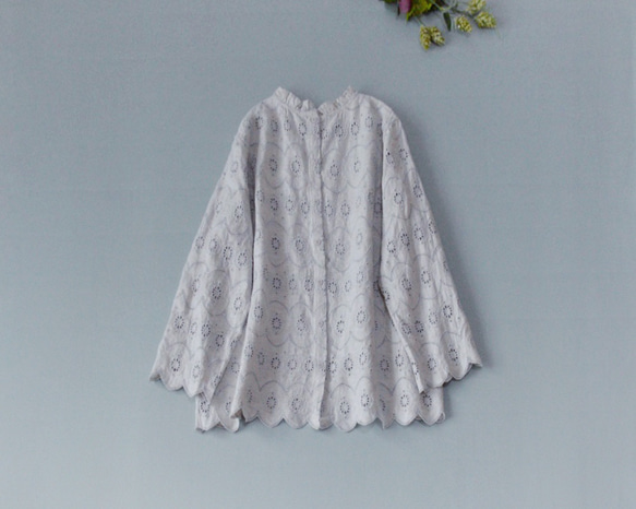 リネン100％スカラップ総刺繍大人可愛い長袖トップス♪ ブラウス Tomoki 通販 19210226｜Creema(クリーマ)