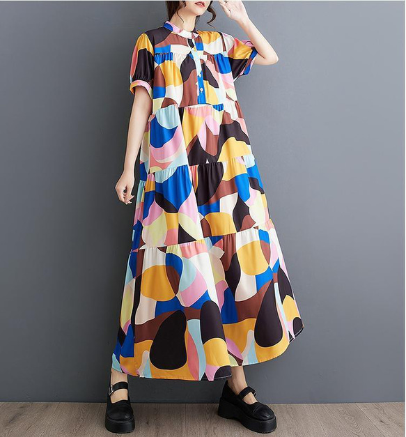 大きいサイズ レディース ロング ワンピース シャツ 春夏 秋 新品 半袖 チュニック 大きいサイズ洋服店 通販 19210338 ...