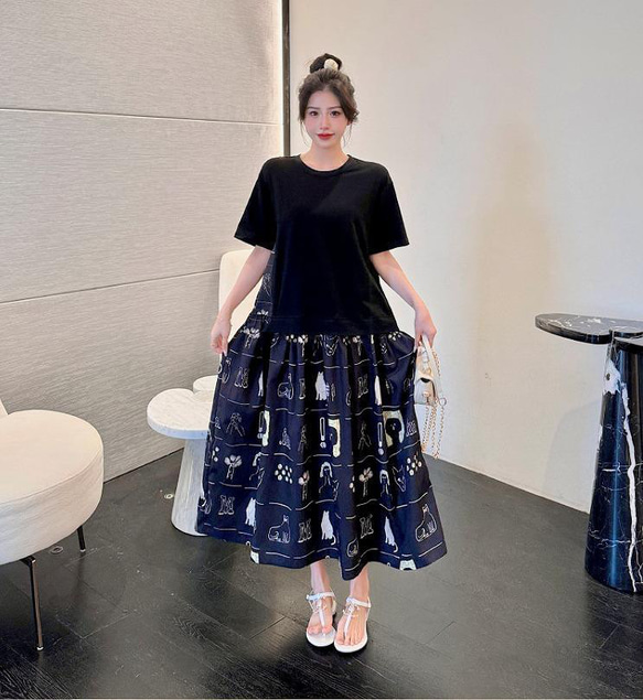 大きいサイズ レディース ワンピース ロング 春夏 秋 新品 半袖 ブルー チュニック 大きいサイズ洋服店 通販 19210439 ...