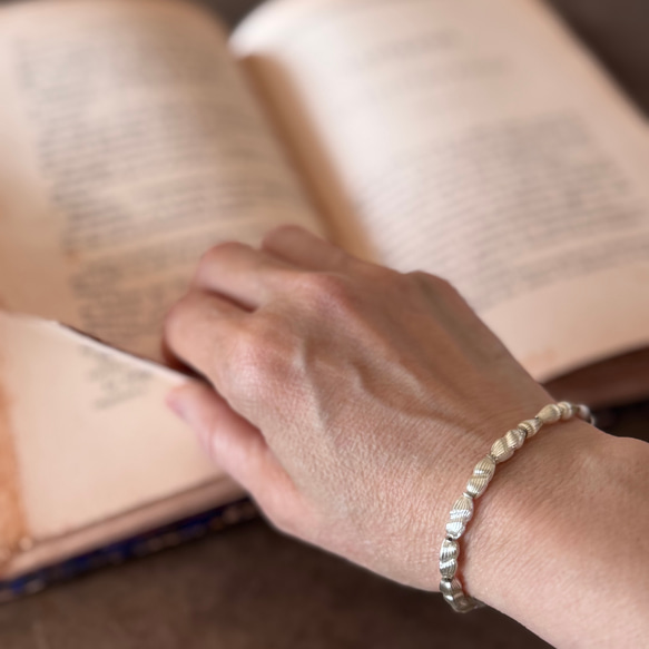 フランス製の珍しい形のラインの入ったシルバースフレガラスのブレスレット（TJ11038） ブレスレット ギリコ 通販 19210863 ...