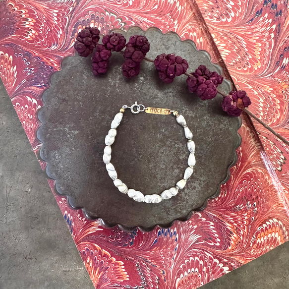 フランス製の珍しい形のラインの入ったシルバースフレガラスのブレスレット（TJ11038） ブレスレット ギリコ 通販 19210863 ...