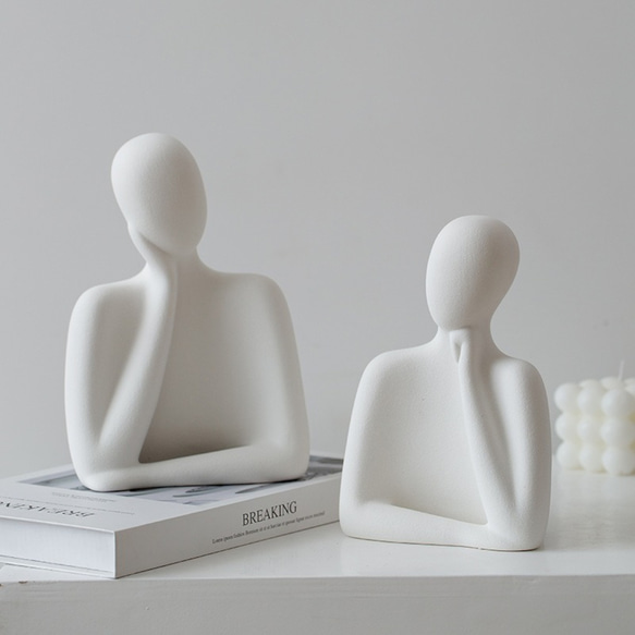 オブジェ 白 ホワイト モダンアート 人 セラミック おしゃれ リビング オフィス 装飾 カフェ 韓国 北欧 C-650 その他インテリア雑貨 ...