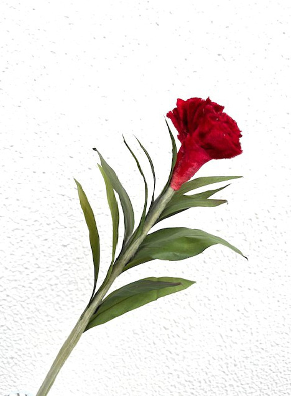 手染め布花・アートフラワー 鶏頭1本 和洋空間のインテリア・1輪挿しなどに・ ・・ アートフラワー MIKIフラワースタジオ 通販 ...