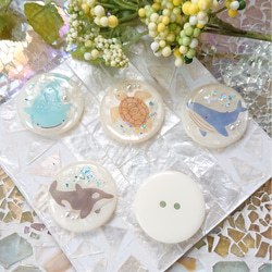 海のカボション☆5個 x51 マリン/サメ/海ガメ/クジラ/シャチ/マンボウ/ボタン ボタン こうちゃんぱんだ 通販 19213394 ...