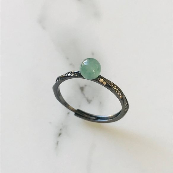 [R53-001] ジェイド JADE ヒスイ 本翡翠 リング 天然石 グアテマラ産 指輪 sv925 ブラック 指輪・リング ...