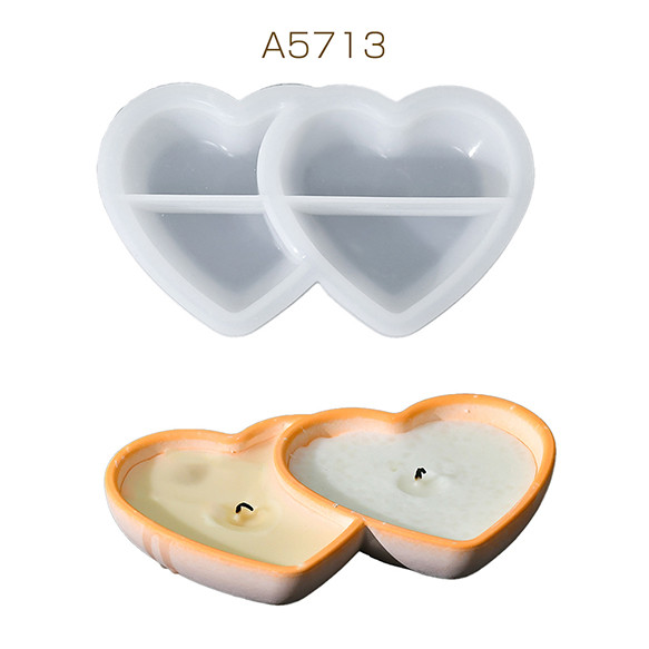 A5713 1個 シリコンモールド レジンシリコンモールド ハート キャンドル 147×86×25mm（1ヶ） レジン・樹脂 beads ...