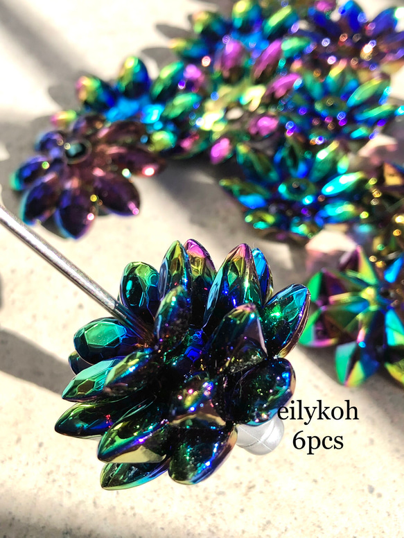 カスタムボールペン 6個/ ABブラック フラワー スペーサー BE404 ビーズ eilykoh-parts 通販 19237843 ...