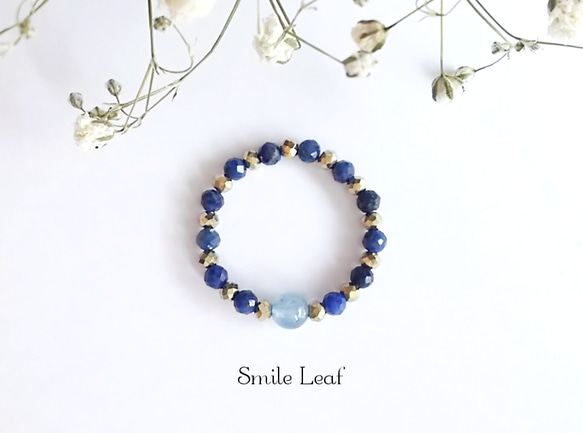 ディープブルーアクアマリン&ラピスラズリのビーズリング 指輪・リング irico 通販 19256468｜Creema(クリーマ)