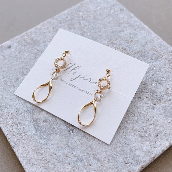 SALE ︎petit circle×drop ︎ ノンホールピアス【Hijiri】キュービックジルコニア マスクアクセサリー Hijiri ...