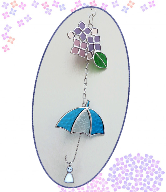 ステンドグラス 紫陽花 パラソル てるてる坊主 サンキャッチャー pi-tyan 通販 19264386｜Creema(クリーマ)