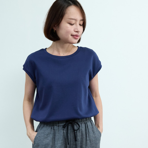 柔らかストレッチ素材 大人のTシャツ ショートスリーブTee ネイビー 0707NV Tシャツ SWiMMY Clothing 通販 19264395｜Creema(クリーマ)