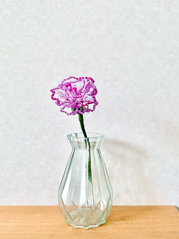 【母の日】カーネーション《ピンク》/ 一輪ブーケ(L)【Beads Flower / 001】 アートフラワー オテコ┊ハンドメイド 通販 ...