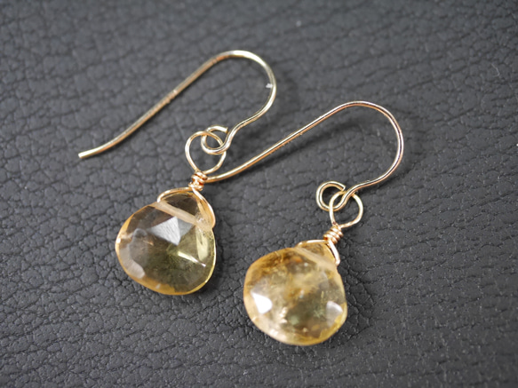 【14KGF】宝石質シトリンの1粒ピアス 809 ピアス（フック・チェーン） KAZEYA－かぜやー 通販 19270155｜Creema(クリーマ)