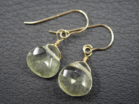 【14KGF】宝石質レモンクォーツの1粒ピアス 813 ピアス（フック・チェーン） KAZEYA－かぜやー 通販 19270169｜Creema(クリーマ)