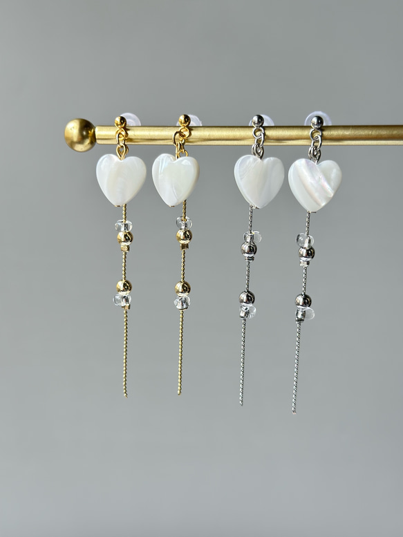 【EIMI】shell ♡ Heart ゴールド シルバー ピアス（スタッド・一粒） EIMI. 通販 19272842｜Creema(クリーマ)