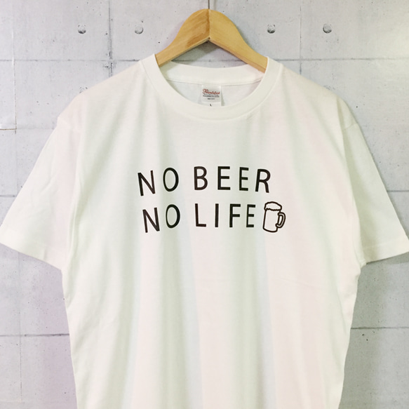 NO BEER NO LIFE Tシャツ(ホワイト×ブラック) Tシャツ nya-design 通販 19295509｜Creema(クリーマ)
