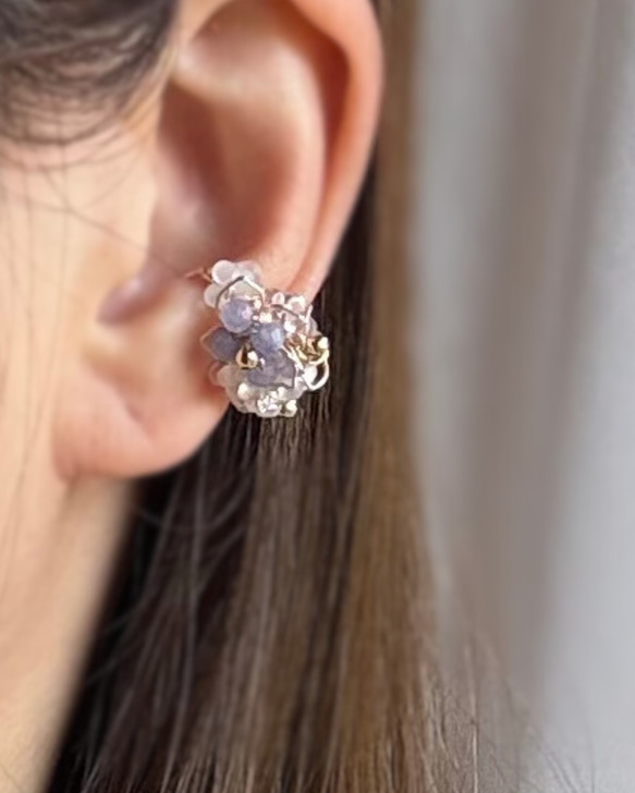 紫陽花 イヤーカフ 痛くない 取れにくい 14kgf パステル タンザナイト 紫陽花2025 イヤーカフ ifinity-Select 通販 19296221｜Creema(クリーマ)