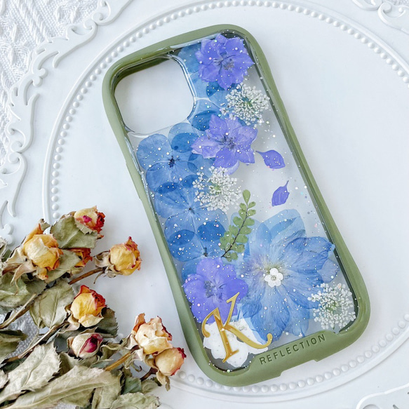 紫陽花iFace風押し花スマホケース、iPhone全機種対応、iPhone16、iPhone15Pro、iPhone8 iPhoneケース ...