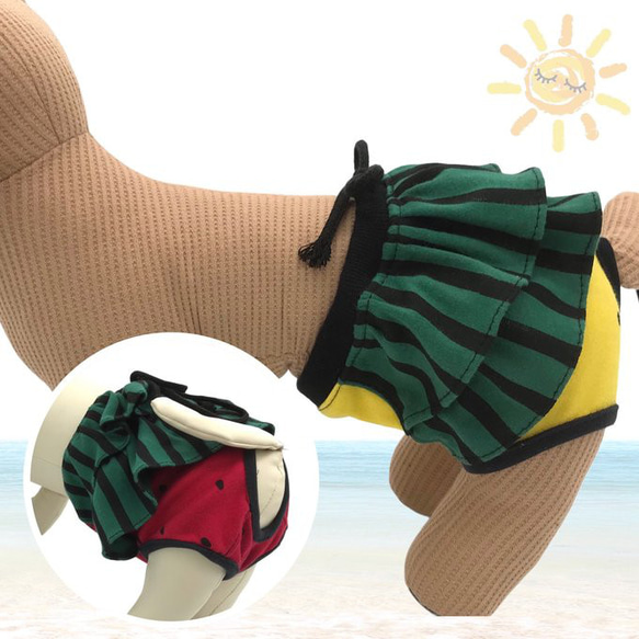 スイカ マナー パンツ 夏 夏服 犬服 ペット服 イタグレ コーギー フレブル ダックス 黄赤 大型 中型 小型 ニット ペット服 ...