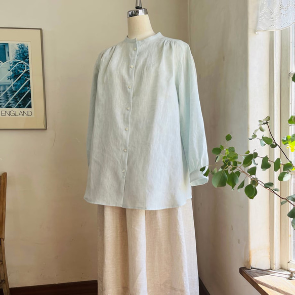 なでしこシャツ リネン スラブローン ペールグリーン ＊暮らしの店sacchi＊ シャツ 暮らしの店sacchi 通販 19300397 ...