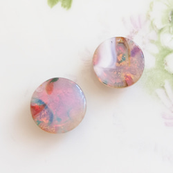 【1個】ヴィンテージ ドイツ ピンクファイヤーオパール ガラス カボション ラウンド 13mm/PB3256 ビジュー・クリスタル Not ...