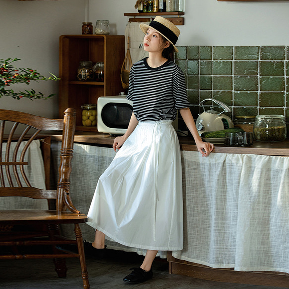 ウエストにファスナー付きスカート 裏地付き100%コットンスカート 3色 S-Mサイズ S449 フレアスカート LUFU 通販 ...