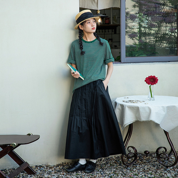 ウエストにファスナー付きスカート 裏地付き100%コットンスカート 3色 S-Mサイズ S449 フレアスカート LUFU 通販 ...