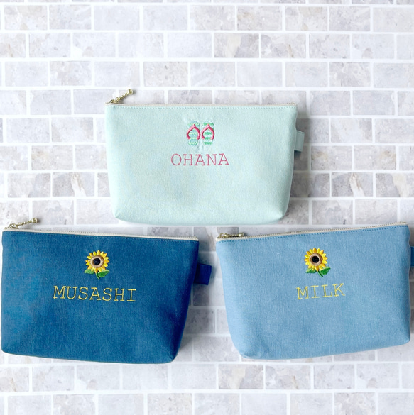 名入れ保冷ポーチ 夏限定 ブルー系《保冷/マチあり/ポケット/ギフト/保冷剤/クールネック入れ/お散歩》 ポーチ LouLou dog 通販 ...