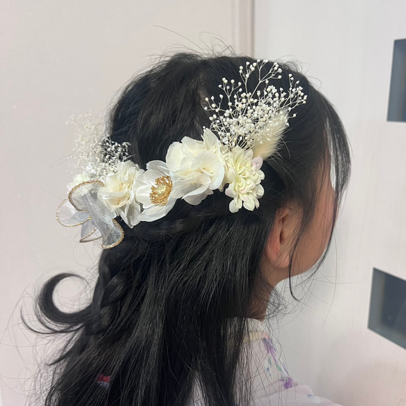 hr49 髪飾り 卒業式 結婚式 入学式 発表会 リボン 小学生 袴 かすみ草 あじさい アネモネ ヘアピン lupine 通販 ...