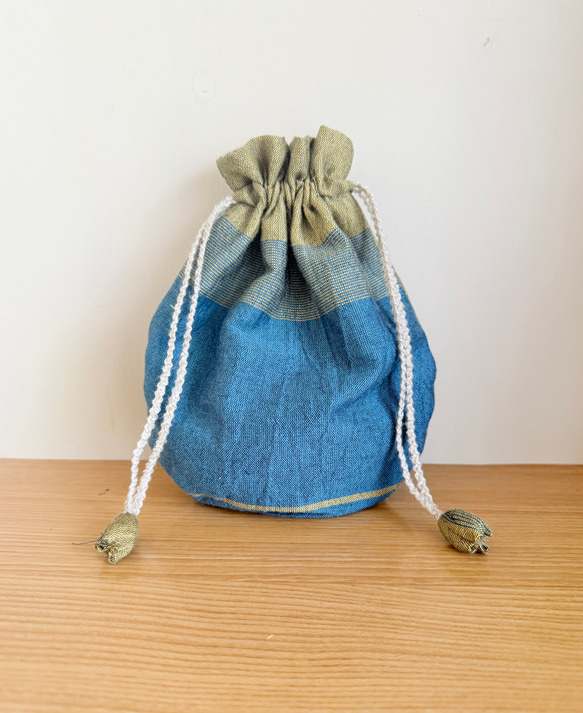 播州織のラウンド巾着袋 巾着袋 kohana 通販 19303153｜Creema(クリーマ)