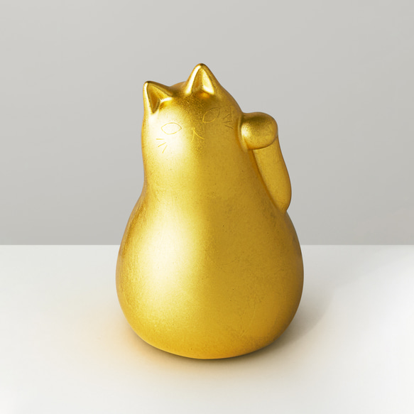 《新作・受注生産》lucky cat 金・白 2体セット（磁器・招き猫）オリジナル桐箱入り 招き猫 lucky cat「mew & coo ...