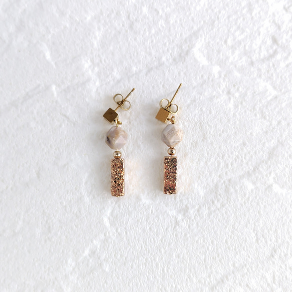 天然石 フォシルコーラル ピアス ステンレス ピアス（スタッド・一粒） Erz mit 通販 19312200｜Creema(クリーマ)