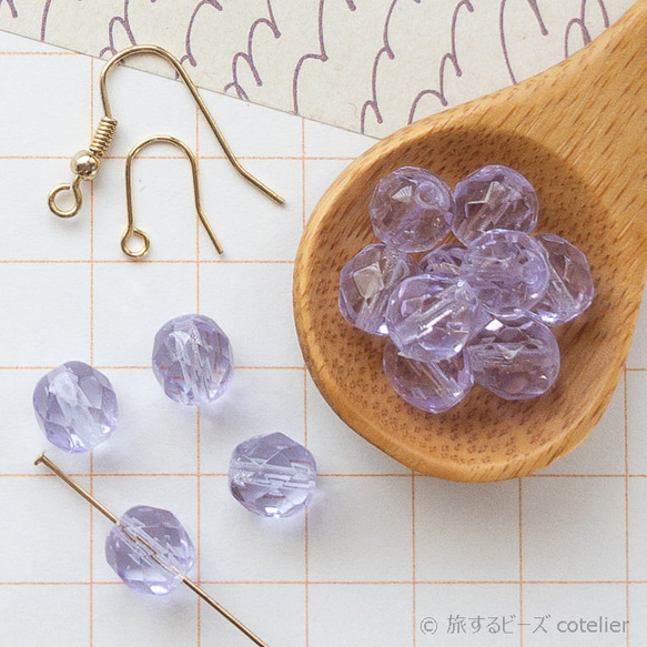 【FP8ミリ 18個】 パープル系 アレキサンドライト ファイヤーポリッシュ 8mm チェコビーズ FP8-100 ビーズ 〜旅するビーズ ...