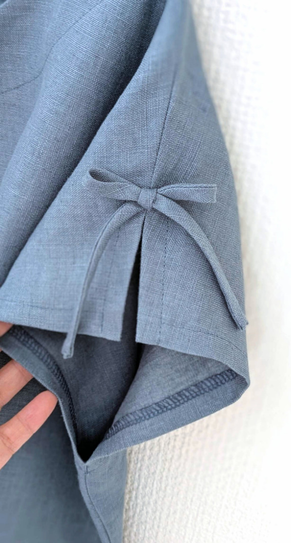 リネン フレンチブラウス 空色 ボートネック ブラウス ichi 通販 19324014｜Creema(クリーマ)