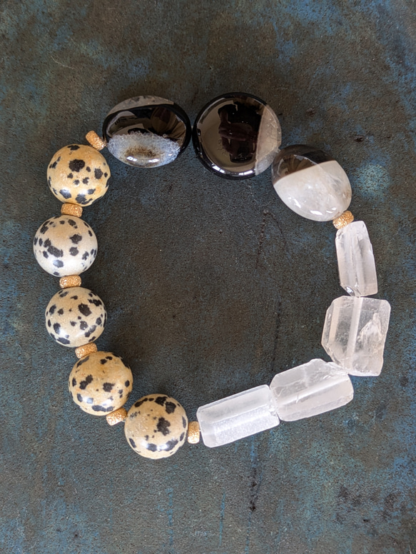 Op.25 『Dignified』ブラックアゲートクォーツ×ダルメシアンジャスパー×水晶 ブレスレット La Valse. 通販 ...