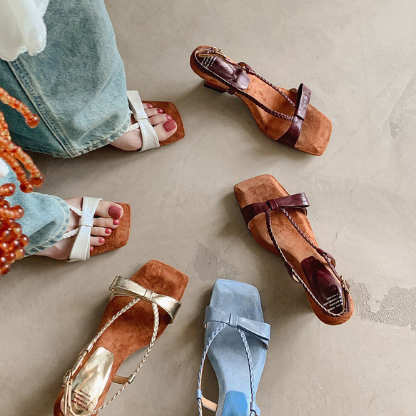 蝶ネクタイに羊皮サンダルハイヒールを編む22.0-24.5サイズ 5401 サンダル clear-wine 通販 19328538 ...