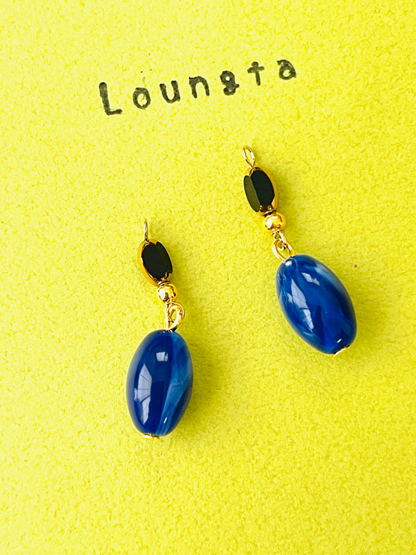 プチプラピアス ブルーピアス ブラック ブルー ネイビー樹脂ピアス 夏ピアス イヤリング アレルギー対応 ピアス（フック・チェーン） るんた ...