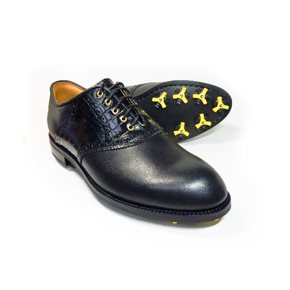 PARASHOE 本革クラシック ゴルフシューズ サドル（クロコ型押）黒 3E 23cm～28cm（PSY-G103M） ブーツ PARA SHOE（パラシュー） 通販 19330154 ...