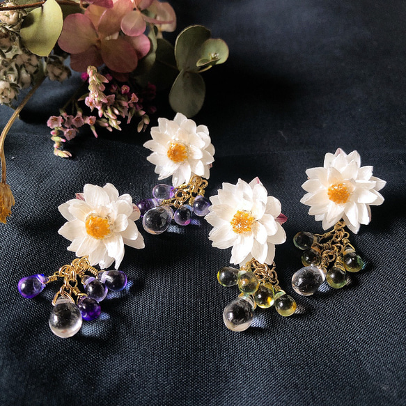 花かんざしと揺れるガラスビーズのピアス・イヤリング イヤリング・ノンホールピアス Occa 通販 19331070｜Creema(クリーマ)