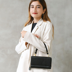 お財布機能のあるバッグ スマホショルダー ハンドバッグ レディース ポーチ 本革 撥水 大きめ 横型 軽量 / MP2 ポシェット BLUE ...