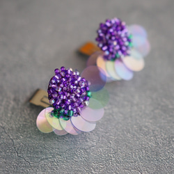 『Beadspan round 粒々 』（紫陽花・パープル）イヤリング/ピアス【受注】 イヤリング・ノンホールピアス Beadspan 通販 19343500｜Creema(クリーマ)
