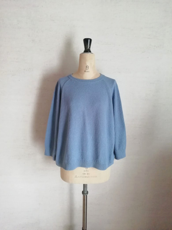 【新色】オーガニックコットン100％鹿の子ニットポンチョプルオーバー デニム ニット・セーター Shirataka Knit Ichi 通販 ...