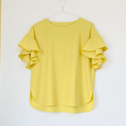 再販 ️ワッシャーコットン選べるカラー 大人素敵なフリル袖のブラウスミモザイエロー ブラウス jijikaka 通販 19351723 ...