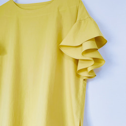 再販 ️ワッシャーコットン選べるカラー 大人素敵なフリル袖のブラウスミモザイエロー ブラウス jijikaka 通販 19351723 ...