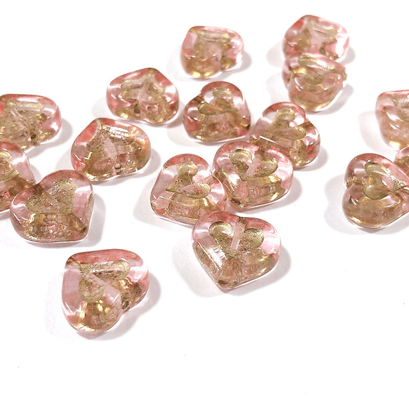 ダブルハート14㎜ 6個 チェコビーズ ビーズ Bizen素材屋 クーポンコードはプロフ 通販 19352124｜Creema(クリーマ)