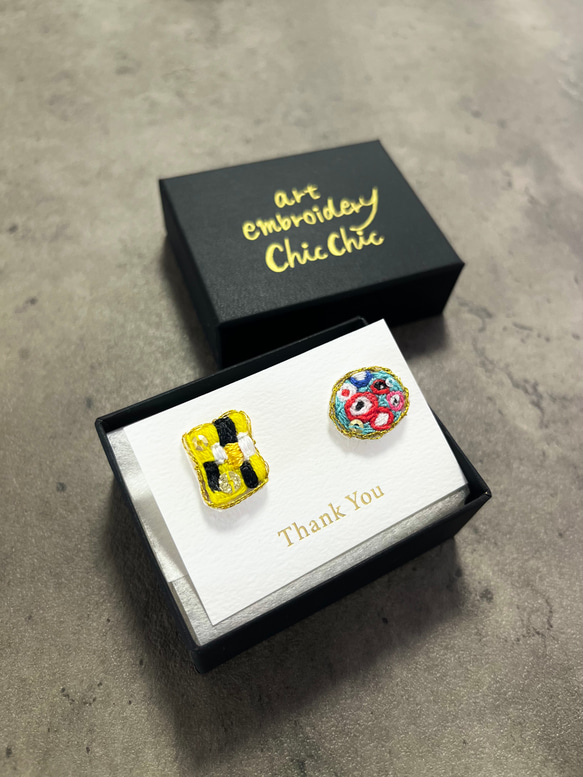 刺繍ピアス 絵画 クリムト ピアス（その他） アート刺繍ChicChic 通販 19352892｜Creema(クリーマ)