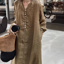 【注文製作 】ラミー麻ビッグサイズ ロングワンピースVネック 着痩せ ゆったり ワンピース Sayuki 通販 19353136｜Creema ...