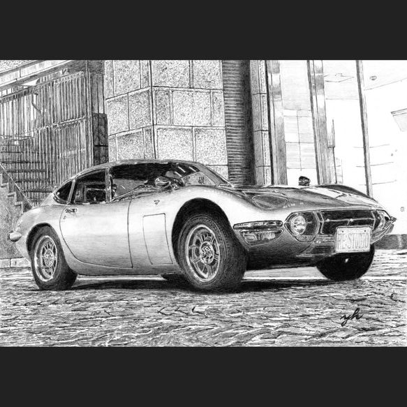 A5_鉛筆画(複製)＋アクリルフレーム(スタンド専用)c_048【TOYOTA2000GTフロント】 絵画 onta3336 通販 ...