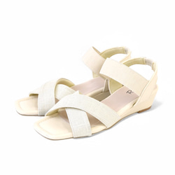 安定感抜群！サッと履ける♪異素材をミックスしたカジュアルサンダル！クロスベルトウエッジサンダル【S/M/L/LL】 サンダル TMCREW ...