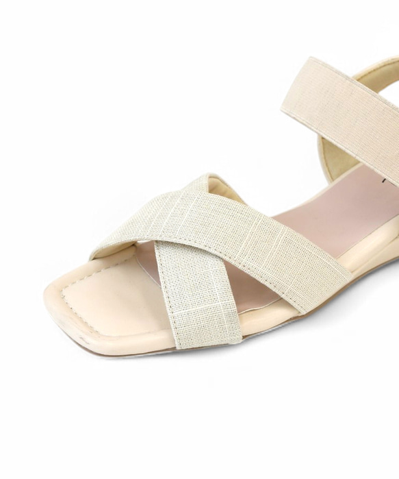 安定感抜群！サッと履ける♪異素材をミックスしたカジュアルサンダル！クロスベルトウエッジサンダル【S/M/L/LL】 サンダル TMCREW ...